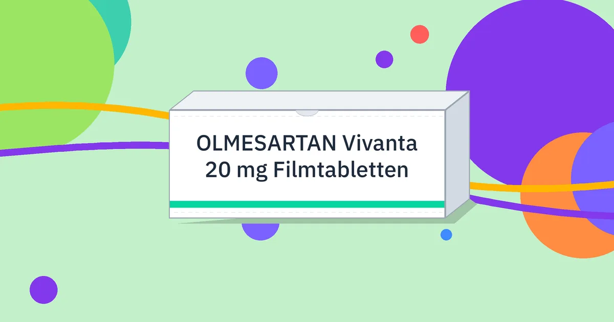 Symbolbild: Packung mit der Aufschrift OLMESARTAN Vivanta 20 mg Filmtabletten (PZN 19829534) – Verfügbarkeit und Bezug in Apotheken in Frankfurt am Main