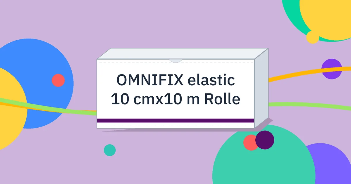 Symbolbild: Packung mit der Aufschrift OMNIFIX elastic 10 cmx10 m Rolle (PZN 18676442) – Verfügbarkeit und Bezug in Apotheken in Frankfurt am Main