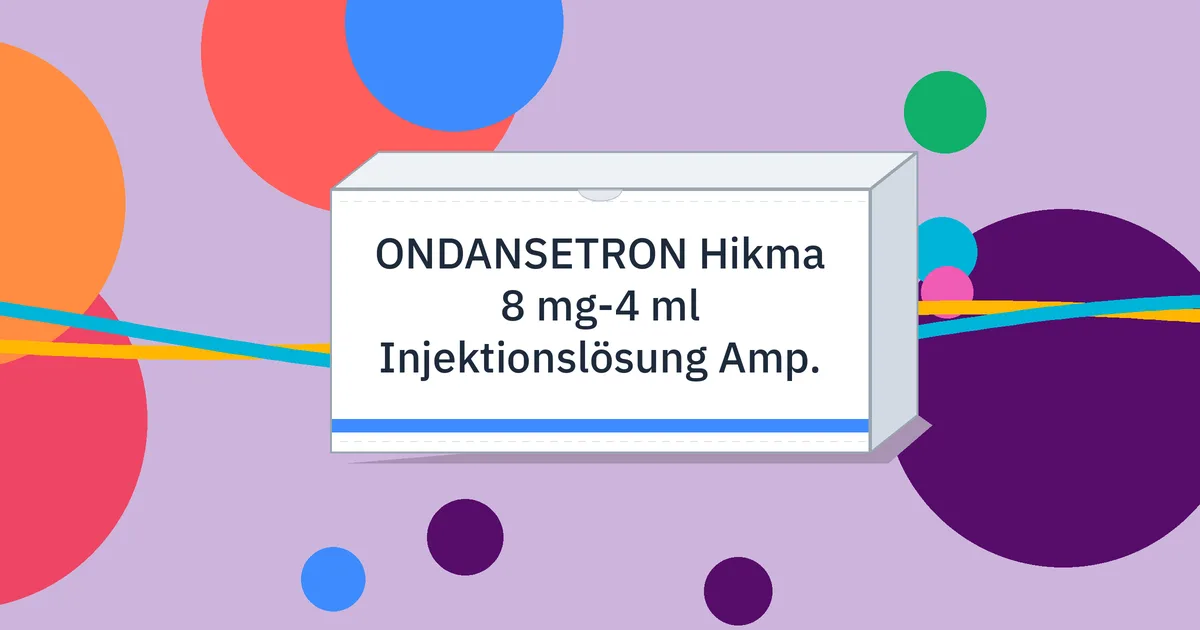 Symbolbild: Packung mit der Aufschrift ONDANSETRON Hikma 8 mg-4 ml Injektionslösung Amp. (PZN 00832574) – Verfügbarkeit und Bezug in Apotheken in Frankfurt am Main