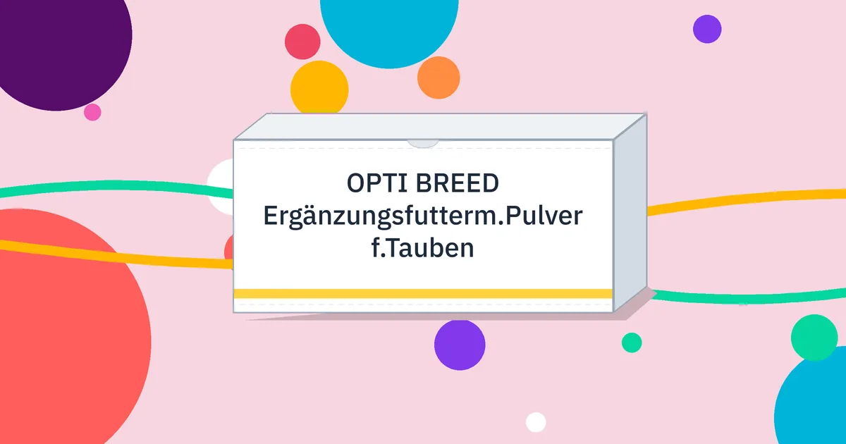 Symbolbild: Packung mit der Aufschrift OPTI BREED Ergänzungsfutterm.Pulver f.Tauben (PZN 14448773) – Verfügbarkeit und Bezug in Apotheken in Frankfurt am Main
