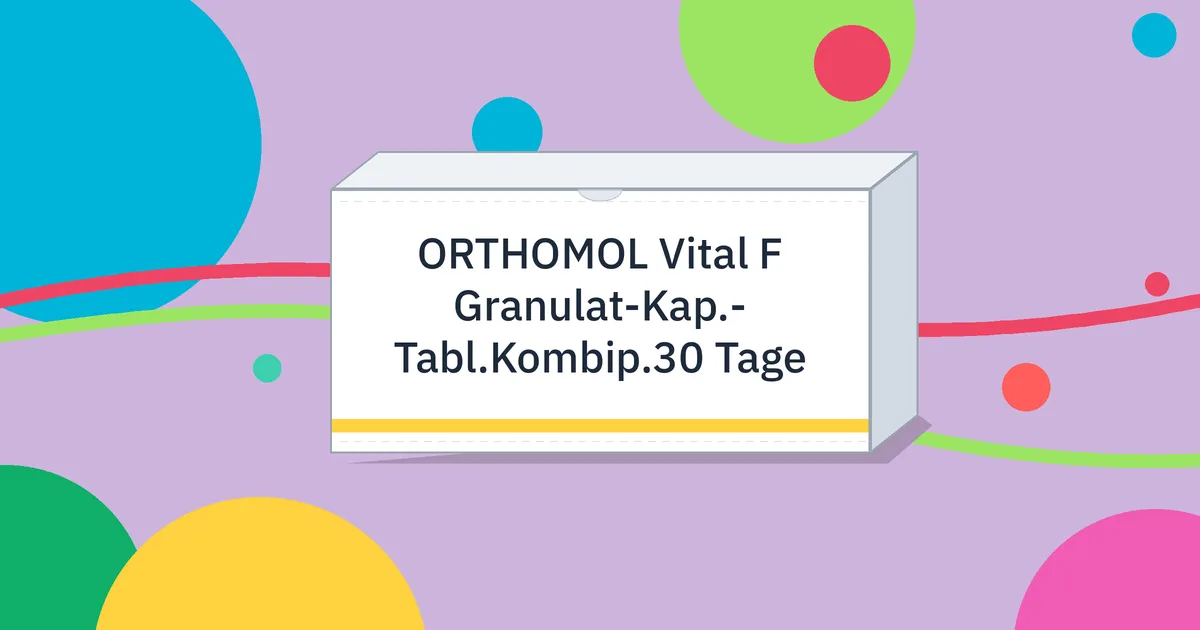 Symbolbild: Packung mit der Aufschrift ORTHOMOL Vital F Granulat-Kap.-Tabl.Kombip.30 Tage (PZN 01319643) – Verfügbarkeit und Bezug in Apotheken in Frankfurt am Main