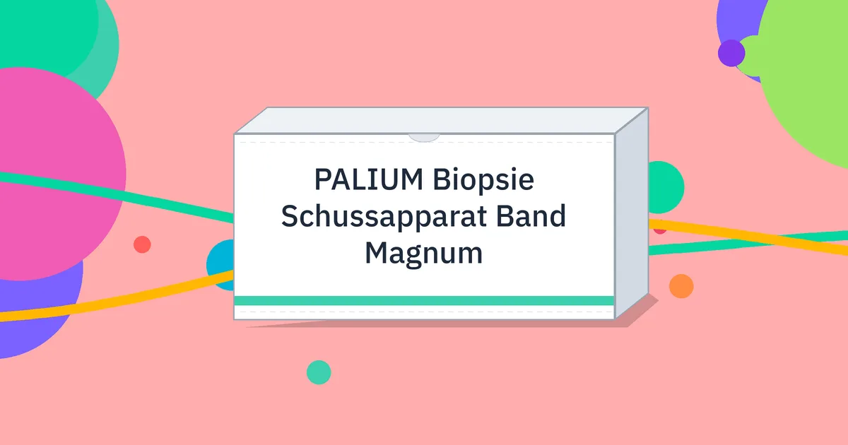Symbolbild: Packung mit der Aufschrift PALIUM Biopsie Schussapparat Band Magnum (PZN 16918616) – Verfügbarkeit und Bezug in Apotheken in Frankfurt am Main
