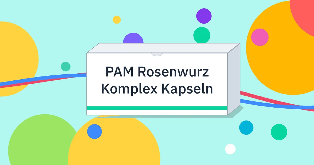 Symbolbild: Packung mit der Aufschrift PAM Rosenwurz Komplex Kapseln (PZN 20280065) – Verfügbarkeit und Bezug in Apotheken in Frankfurt am Main