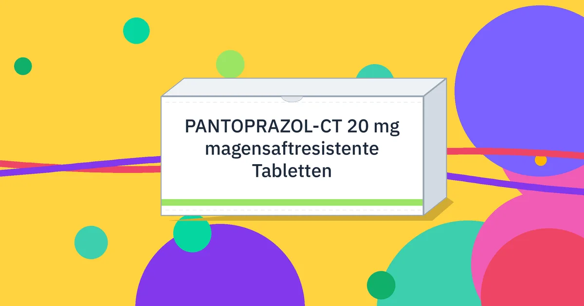 Symbolbild: Packung mit der Aufschrift PANTOPRAZOL-CT 20 mg magensaftresistente Tabletten (PZN 01224405) – Verfügbarkeit und Bezug in Apotheken in Frankfurt am Main
