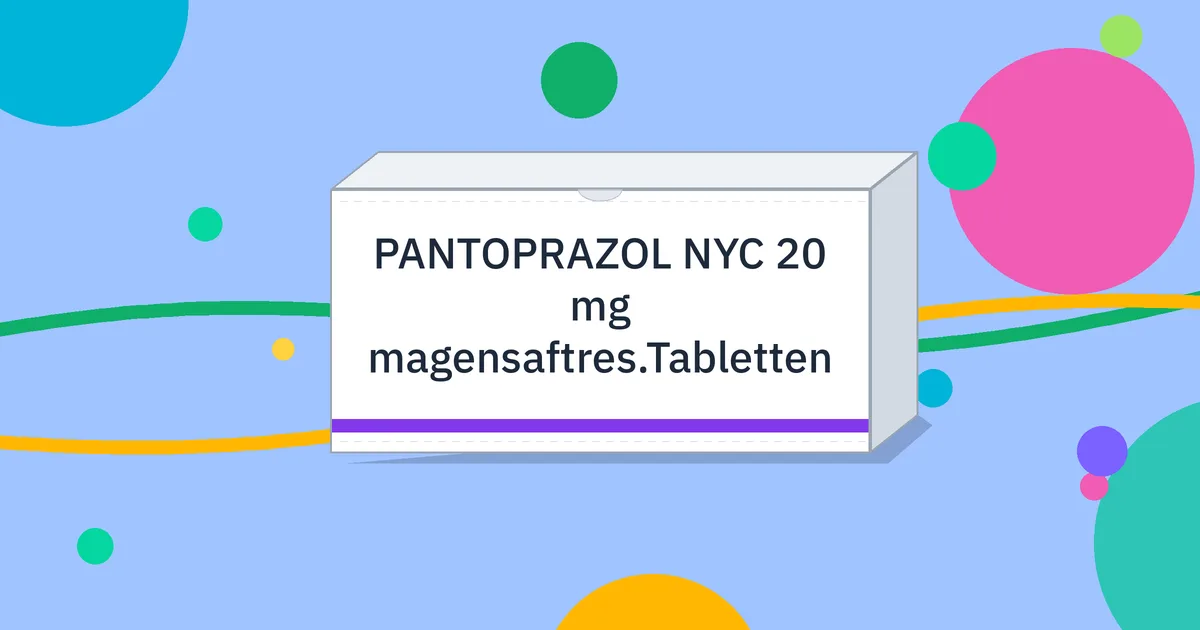 Symbolbild: Packung mit der Aufschrift PANTOPRAZOL NYC 20 mg magensaftres.Tabletten (PZN 07265078) – Verfügbarkeit und Bezug in Apotheken in Frankfurt am Main