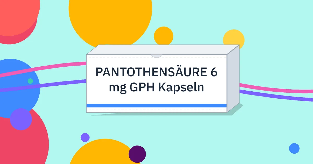 Symbolbild: Packung mit der Aufschrift PANTOTHENSÄURE 6 mg GPH Kapseln (PZN 06923042) – Verfügbarkeit und Bezug in Apotheken in Frankfurt am Main