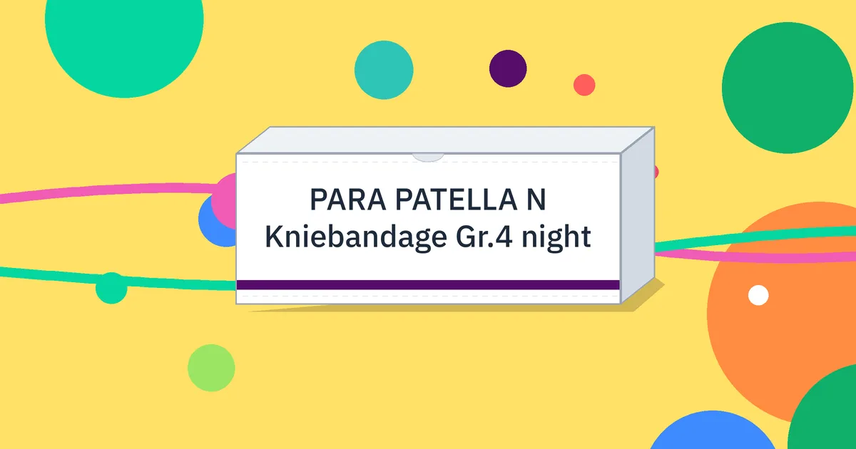 Symbolbild: Packung mit der Aufschrift PARA PATELLA N Kniebandage Gr.4 night (PZN 13763834) – Verfügbarkeit und Bezug in Apotheken in Frankfurt am Main
