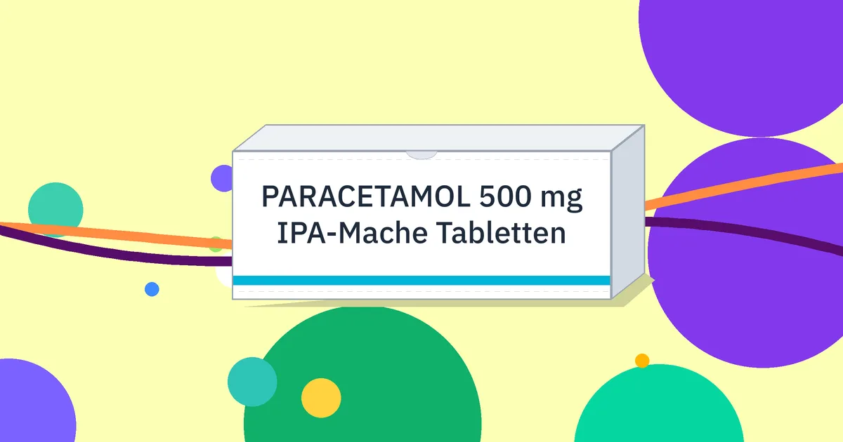 Symbolbild: Packung mit der Aufschrift PARACETAMOL 500 mg IPA-Mache Tabletten (PZN 12551314) – Verfügbarkeit und Bezug in Apotheken in Frankfurt am Main