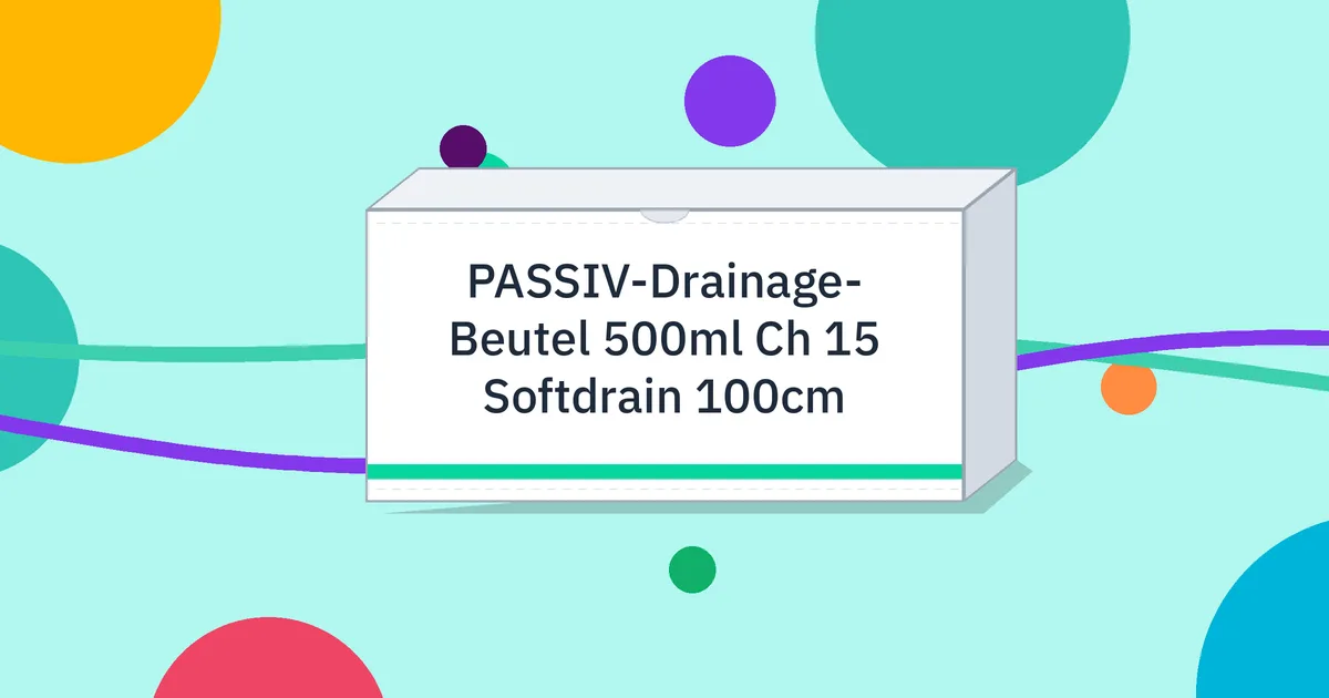 Symbolbild: Packung mit der Aufschrift PASSIV-Drainage-Beutel 500ml Ch 15 Softdrain 100cm (PZN 16598809) – Verfügbarkeit und Bezug in Apotheken in Frankfurt am Main