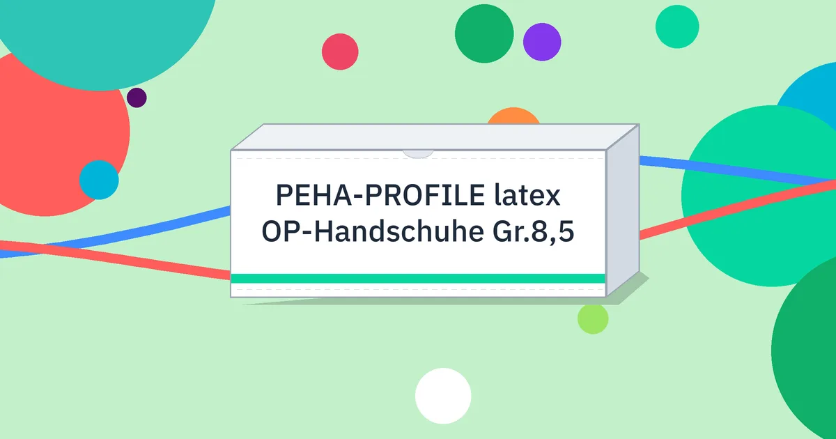 Symbolbild: Packung mit der Aufschrift PEHA-PROFILE latex OP-Handschuhe Gr.8,5 (PZN 10387359) – Verfügbarkeit und Bezug in Apotheken in Frankfurt am Main