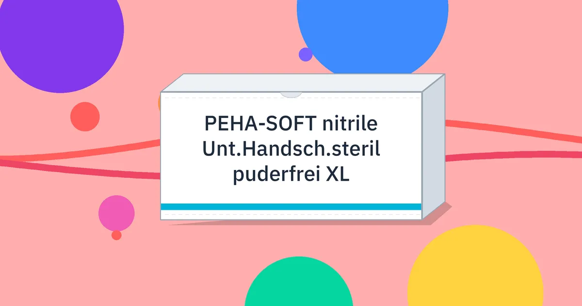 Symbolbild: Packung mit der Aufschrift PEHA-SOFT nitrile Unt.Handsch.steril puderfrei XL (PZN 19770232) – Verfügbarkeit und Bezug in Apotheken in Frankfurt am Main