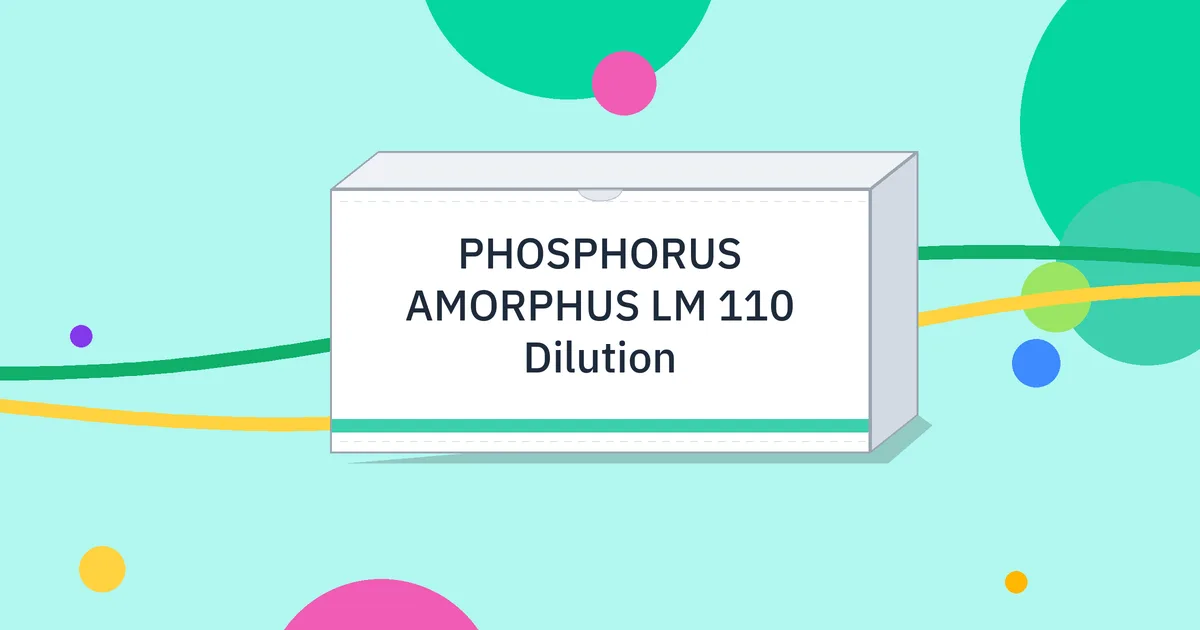 Symbolbild: Packung mit der Aufschrift PHOSPHORUS AMORPHUS LM 110 Dilution (PZN 13034710) – Verfügbarkeit und Bezug in Apotheken in Frankfurt am Main