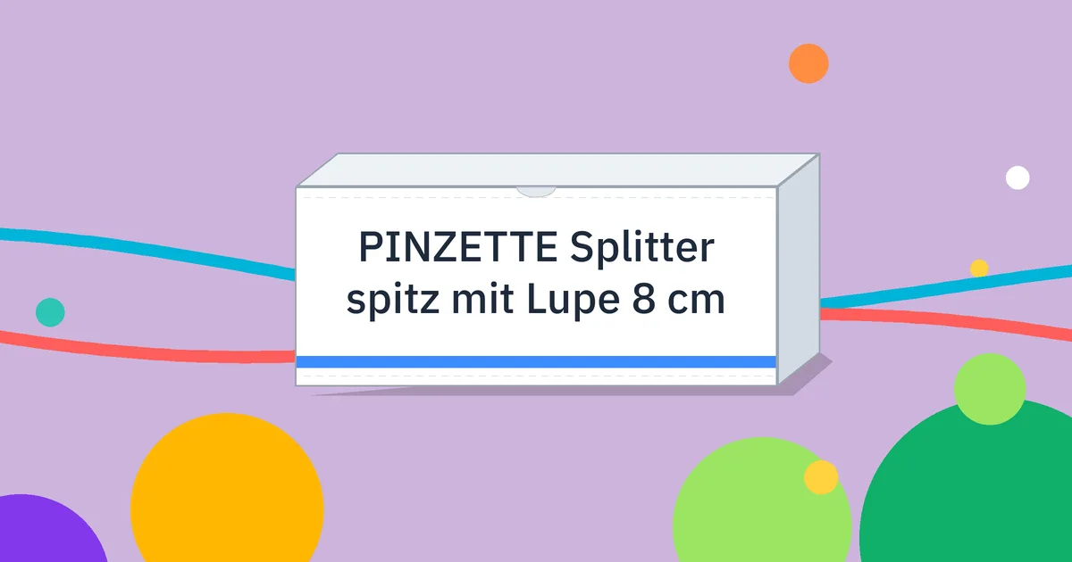 Symbolbild: Packung mit der Aufschrift PINZETTE Splitter spitz mit Lupe 8 cm (PZN 00065100) – Verfügbarkeit und Bezug in Apotheken in Frankfurt am Main
