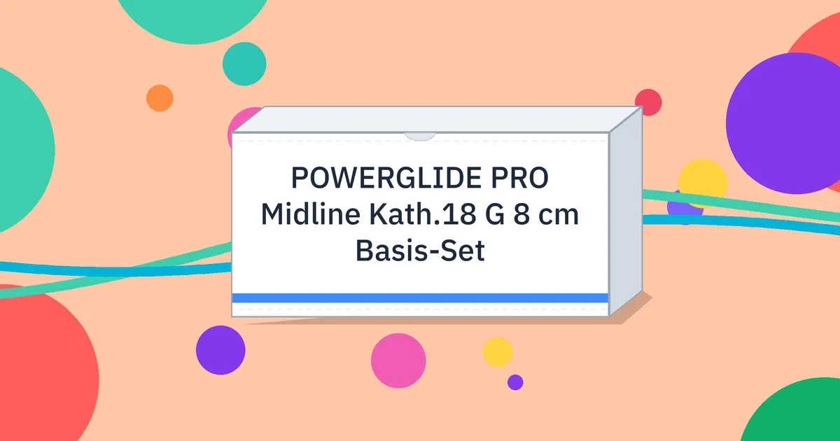 Symbolbild: Packung mit der Aufschrift POWERGLIDE PRO Midline Kath.18 G 8 cm Basis-Set (PZN 17151281) – Verfügbarkeit und Bezug in Apotheken in Frankfurt am Main