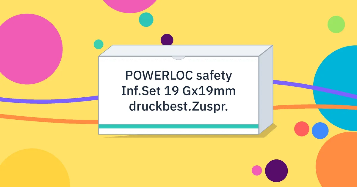 Symbolbild: Packung mit der Aufschrift POWERLOC safety Inf.Set 19 Gx19mm druckbest.Zuspr. (PZN 18816854) – Verfügbarkeit und Bezug in Apotheken in Frankfurt am Main