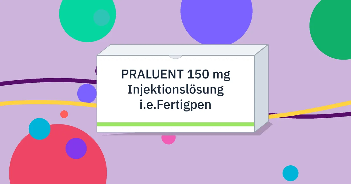 Symbolbild: Packung mit der Aufschrift PRALUENT 150 mg Injektionslösung i.e.Fertigpen (PZN 16930215) – Verfügbarkeit und Bezug in Apotheken in Frankfurt am Main