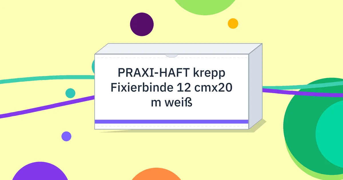 Symbolbild: Packung mit der Aufschrift PRAXI-HAFT krepp Fixierbinde 12 cmx20 m weiß (PZN 12826515) – Verfügbarkeit und Bezug in Apotheken in Frankfurt am Main