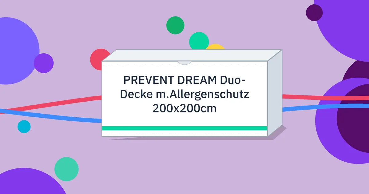 Symbolbild: Packung mit der Aufschrift PREVENT DREAM Duo-Decke m.Allergenschutz 200x200cm (PZN 13423618) – Verfügbarkeit und Bezug in Apotheken in Frankfurt am Main