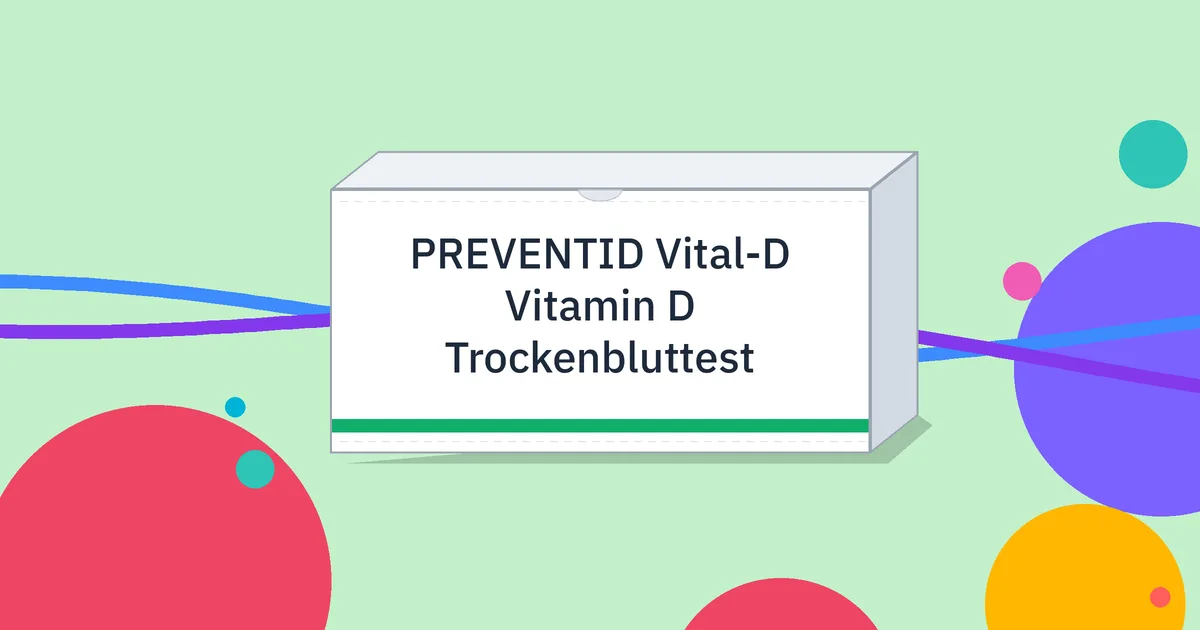 Symbolbild: Packung mit der Aufschrift PREVENTID Vital-D Vitamin D Trockenbluttest (PZN 10795727) – Verfügbarkeit und Bezug in Apotheken in Frankfurt am Main
