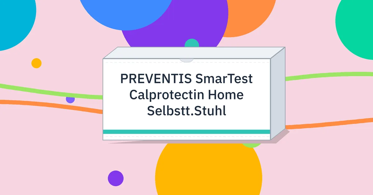 Symbolbild: Packung mit der Aufschrift PREVENTIS SmarTest Calprotectin Home Selbstt.Stuhl (PZN 17196906) – Verfügbarkeit und Bezug in Apotheken in Frankfurt am Main