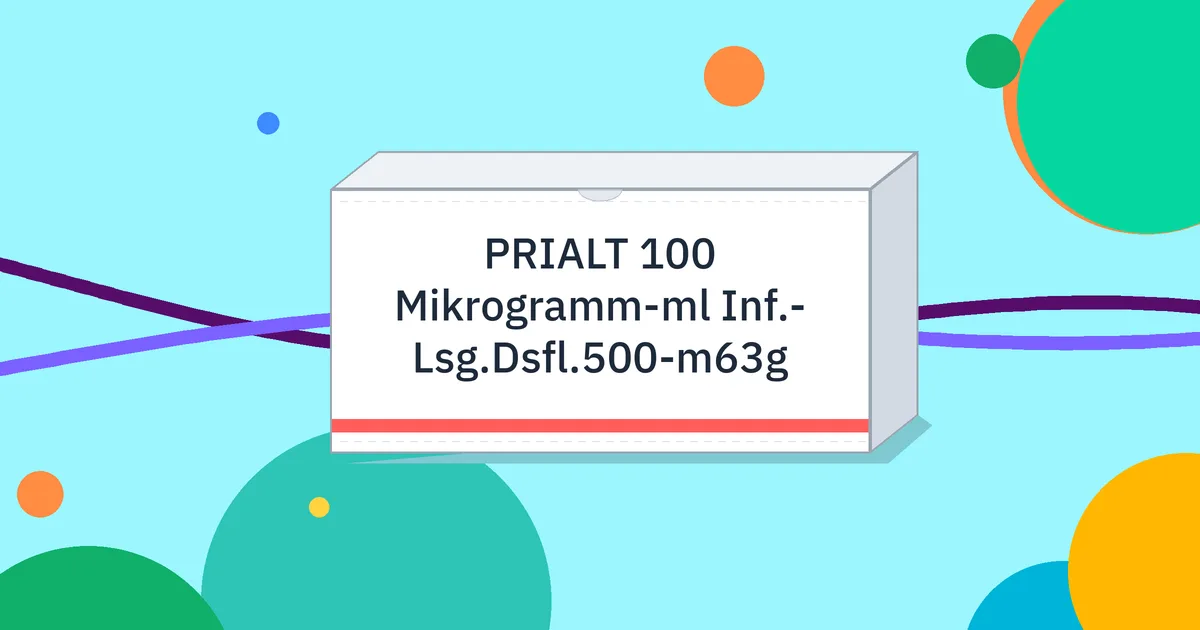 Symbolbild: Packung mit der Aufschrift PRIALT 100 Mikrogramm-ml Inf.-Lsg.Dsfl.500-m63g (PZN 04442338) – Verfügbarkeit und Bezug in Apotheken in Frankfurt am Main