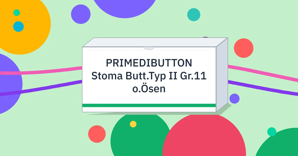 Symbolbild: Packung mit der Aufschrift PRIMEDIBUTTON Stoma Butt.Typ II Gr.11 o.Ösen (PZN 10791391) – Verfügbarkeit und Bezug in Apotheken in Frankfurt am Main