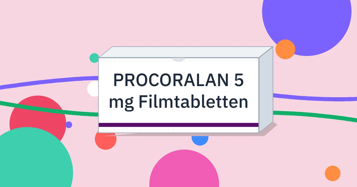Symbolbild: Packung mit der Aufschrift PROCORALAN 5 mg Filmtabletten (PZN 07577754) – Verfügbarkeit und Bezug in Apotheken in Frankfurt am Main
