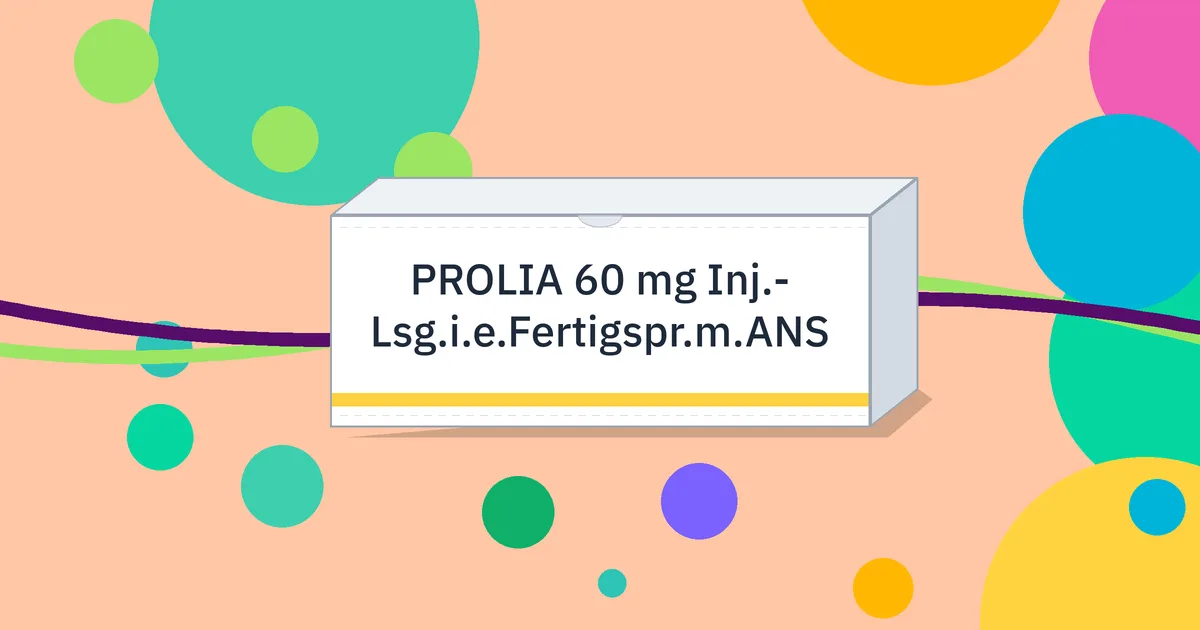 Symbolbild: Packung mit der Aufschrift PROLIA 60 mg Inj.-Lsg.i.e.Fertigspr.m.ANS (PZN 19743123) – Verfügbarkeit und Bezug in Apotheken in Frankfurt am Main