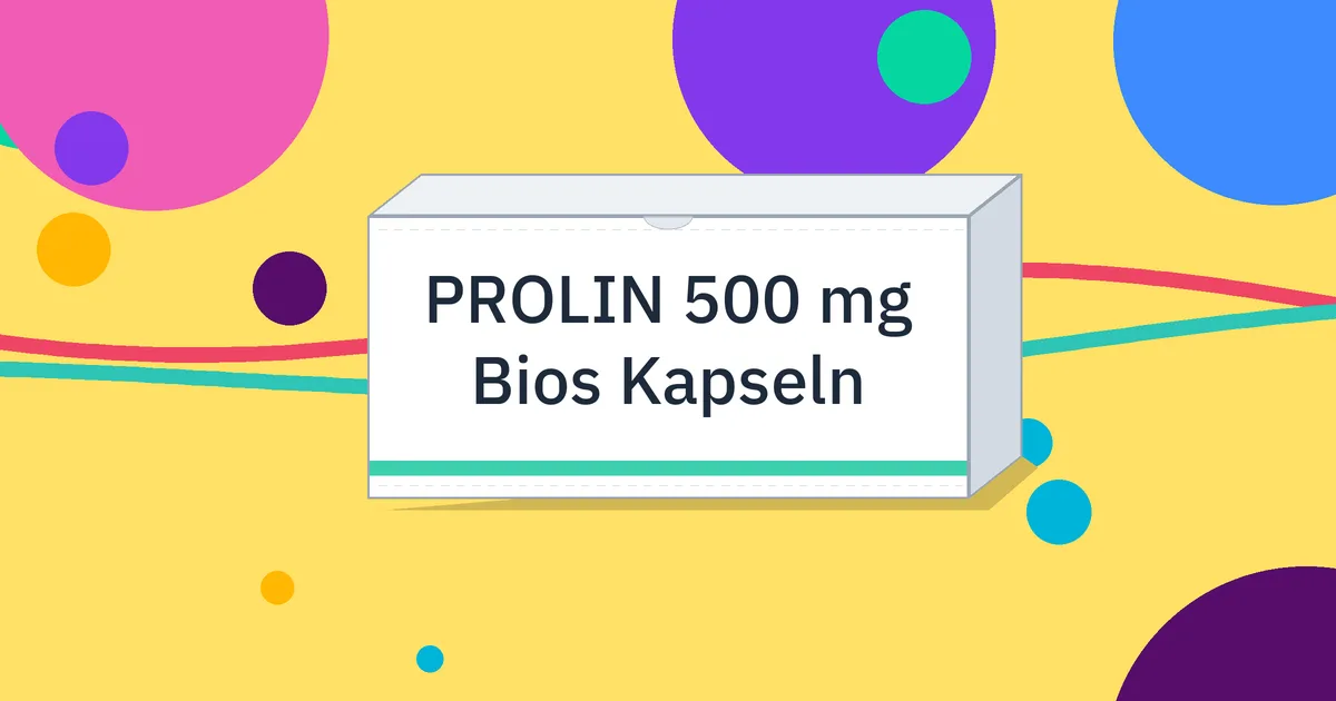Symbolbild: Packung mit der Aufschrift PROLIN 500 mg Bios Kapseln (PZN 10523466) – Verfügbarkeit und Bezug in Apotheken in Frankfurt am Main