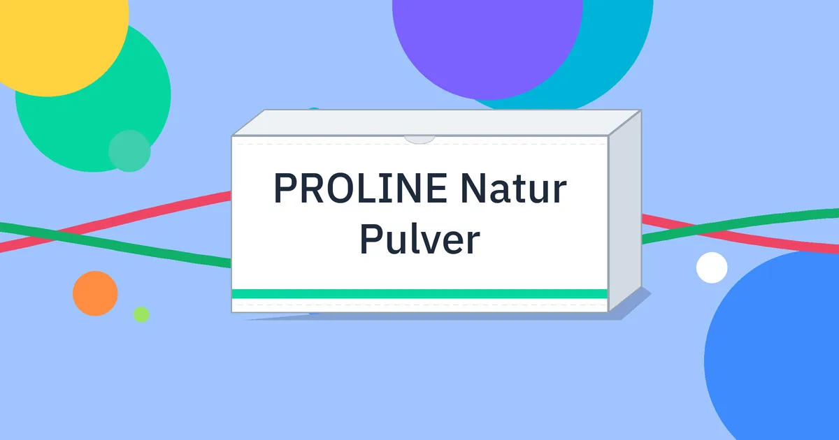 Symbolbild: Packung mit der Aufschrift PROLINE Natur Pulver (PZN 10832629) – Verfügbarkeit und Bezug in Apotheken in Frankfurt am Main