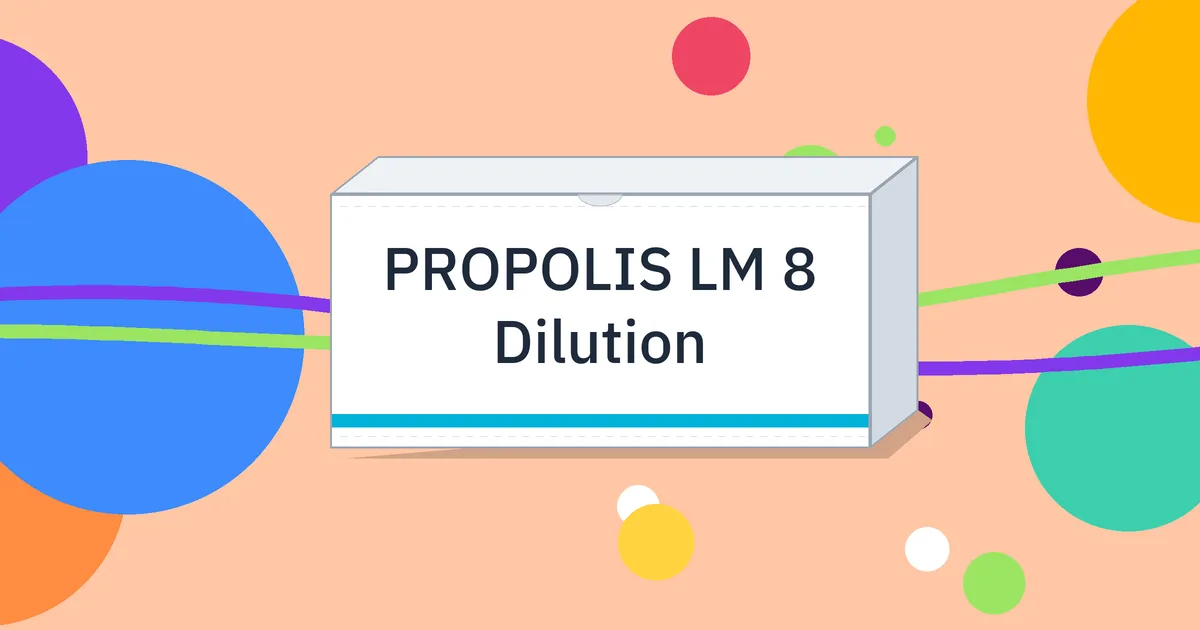 Symbolbild: Packung mit der Aufschrift PROPOLIS LM 8 Dilution (PZN 13044559) – Verfügbarkeit und Bezug in Apotheken in Frankfurt am Main