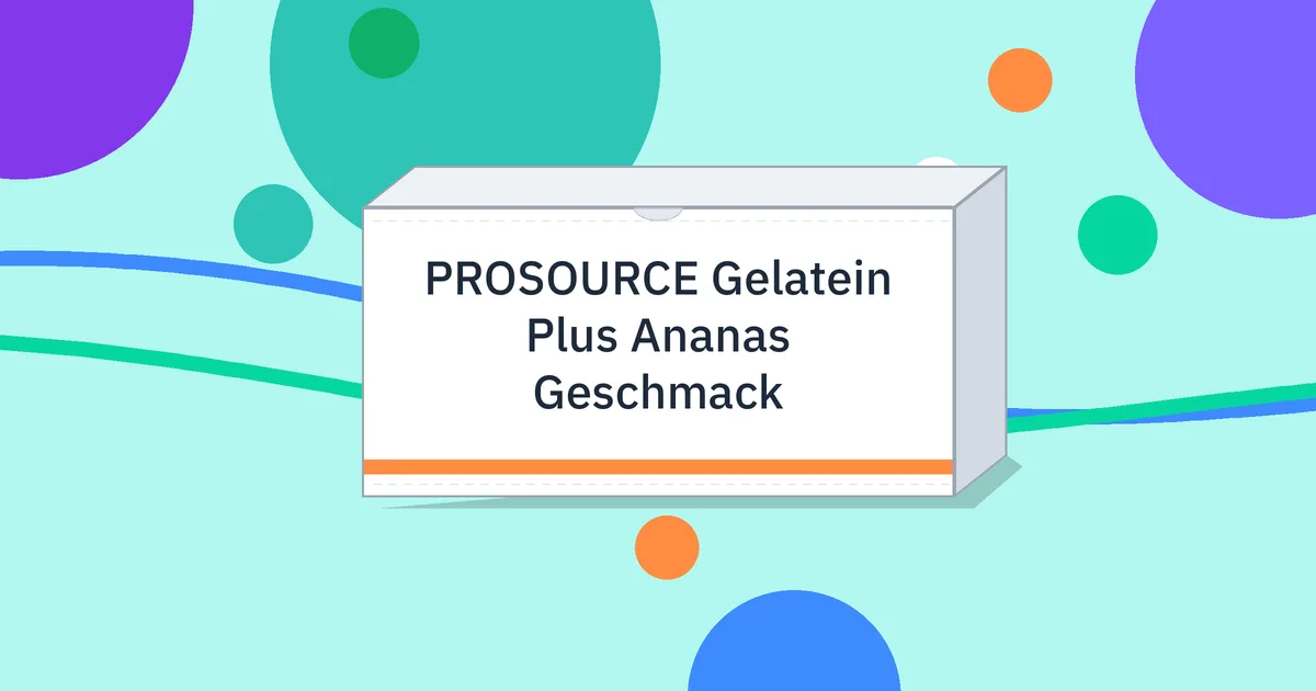 Symbolbild: Packung mit der Aufschrift PROSOURCE Gelatein Plus Ananas Geschmack (PZN 17953508) – Verfügbarkeit und Bezug in Apotheken in Frankfurt am Main