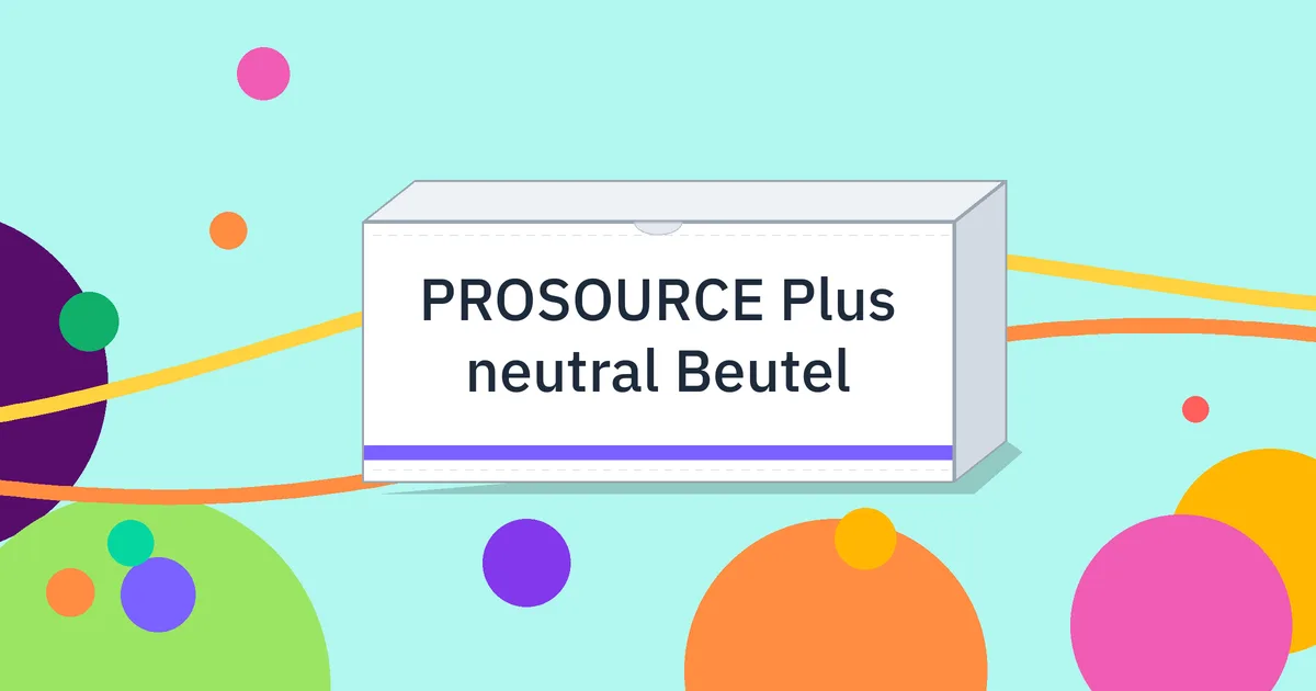 Symbolbild: Packung mit der Aufschrift PROSOURCE Plus neutral Beutel (PZN 15400662) – Verfügbarkeit und Bezug in Apotheken in Frankfurt am Main