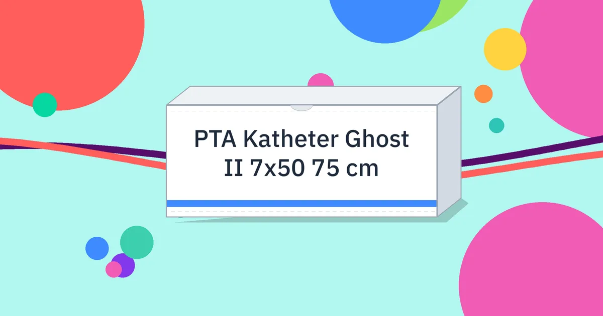 Symbolbild: Packung mit der Aufschrift PTA Katheter Ghost II 7x50 75 cm (PZN 00137064) – Verfügbarkeit und Bezug in Apotheken in Frankfurt am Main