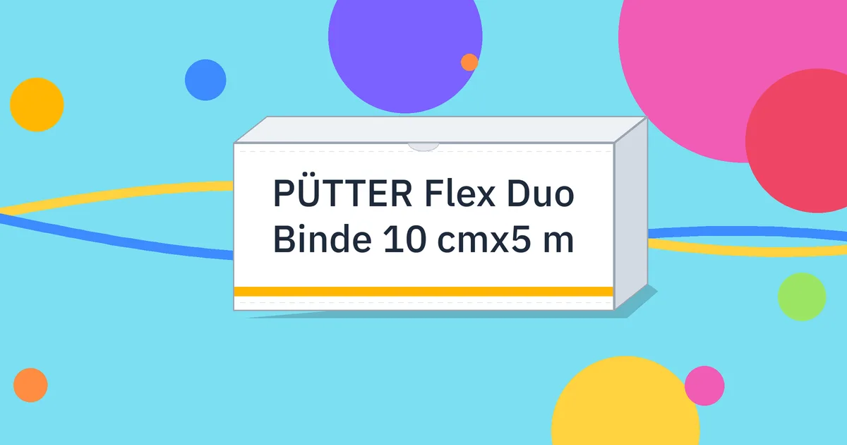 Symbolbild: Packung mit der Aufschrift PÜTTER Flex Duo Binde 10 cmx5 m (PZN 18716621) – Verfügbarkeit und Bezug in Apotheken in Frankfurt am Main