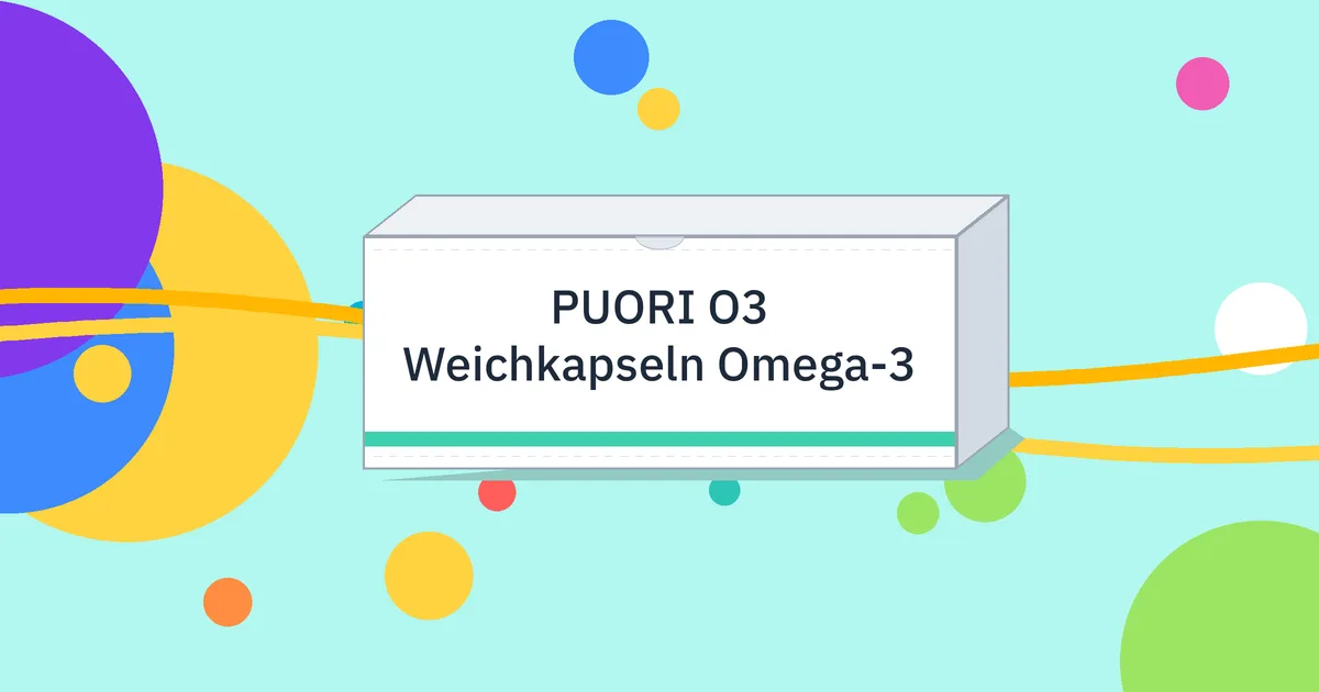 Symbolbild: Packung mit der Aufschrift PUORI O3 Weichkapseln Omega-3 (PZN 17291148) – Verfügbarkeit und Bezug in Apotheken in Frankfurt am Main