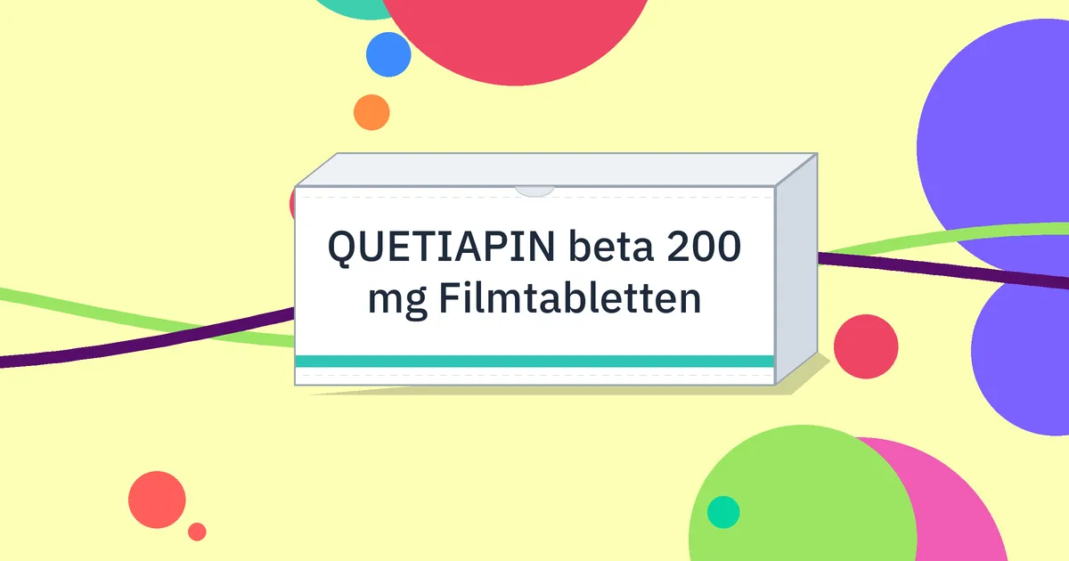 Symbolbild: Packung mit der Aufschrift QUETIAPIN beta 200 mg Filmtabletten (PZN 09284714) – Verfügbarkeit und Bezug in Apotheken in Frankfurt am Main