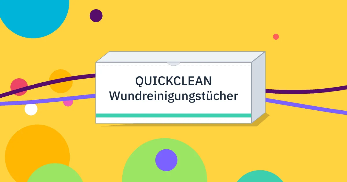 Symbolbild: Packung mit der Aufschrift QUICKCLEAN Wundreinigungstücher (PZN 10066307) – Verfügbarkeit und Bezug in Apotheken in Frankfurt am Main