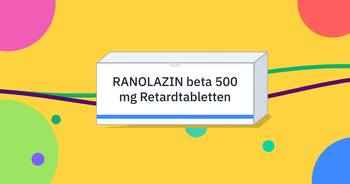 Symbolbild: Packung mit der Aufschrift RANOLAZIN beta 500 mg Retardtabletten (PZN 18354827) – Verfügbarkeit und Bezug in Apotheken in Frankfurt am Main