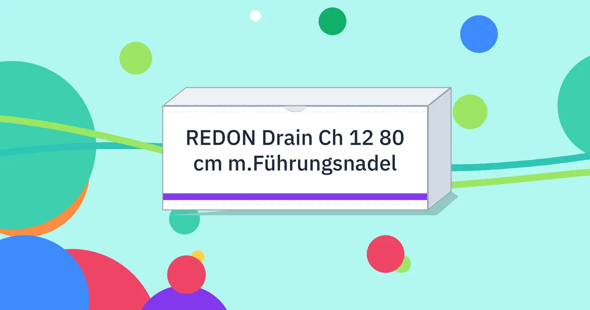 Symbolbild: Packung mit der Aufschrift REDON Drain Ch 12 80 cm m.Führungsnadel (PZN 10343416) – Verfügbarkeit und Bezug in Apotheken in Frankfurt am Main