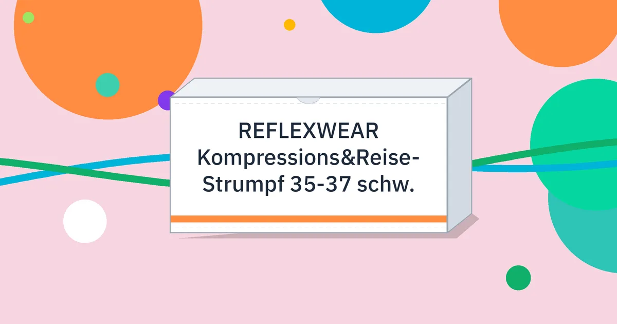 Symbolbild: Packung mit der Aufschrift REFLEXWEAR Kompressions&Reise-Strumpf 35-37 schw. (PZN 14400967) – Verfügbarkeit und Bezug in Apotheken in Frankfurt am Main