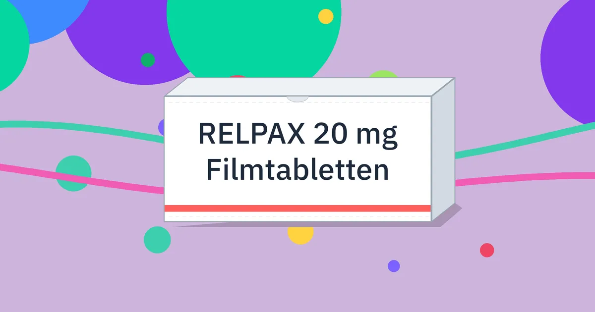 Symbolbild: Packung mit der Aufschrift RELPAX 20 mg Filmtabletten (PZN 03934306) – Verfügbarkeit und Bezug in Apotheken in Frankfurt am Main