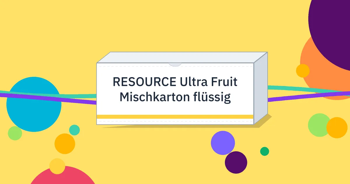 Symbolbild: Packung mit der Aufschrift RESOURCE Ultra Fruit Mischkarton flüssig (PZN 20273148) – Verfügbarkeit und Bezug in Apotheken in Frankfurt am Main