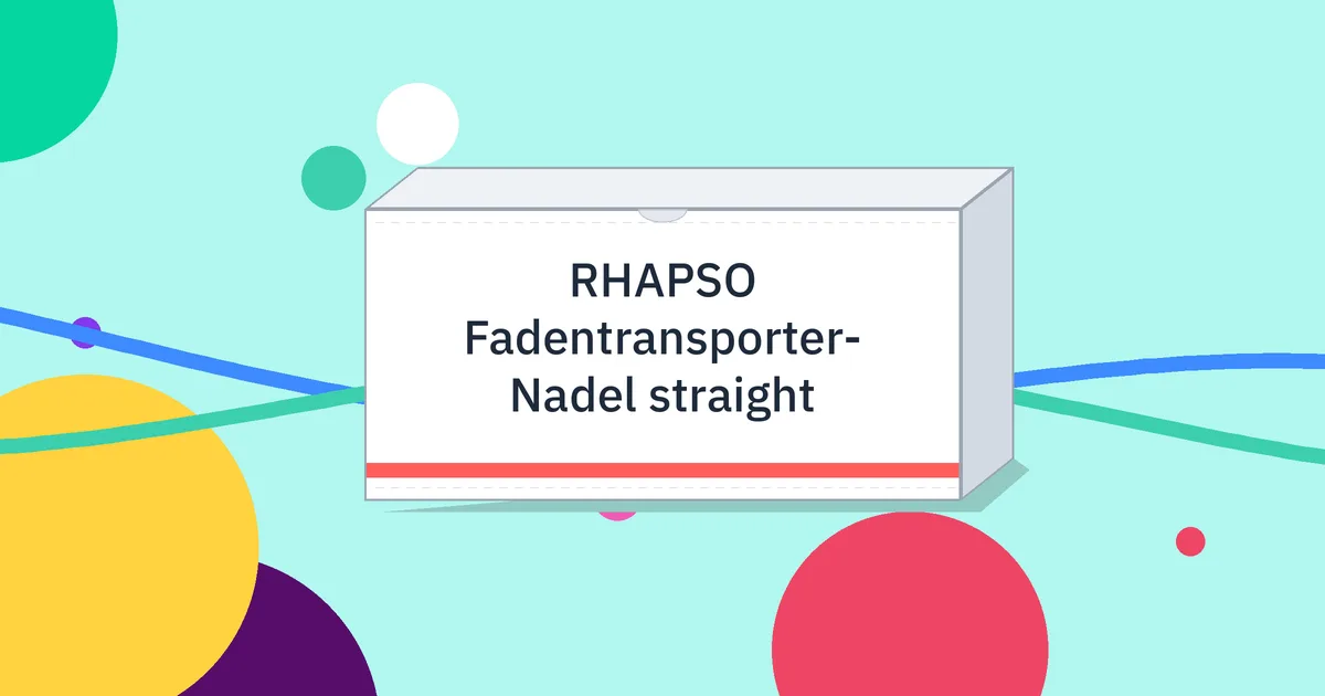Symbolbild: Packung mit der Aufschrift RHAPSO Fadentransporter-Nadel straight (PZN 20822649) – Verfügbarkeit und Bezug in Apotheken in Frankfurt am Main