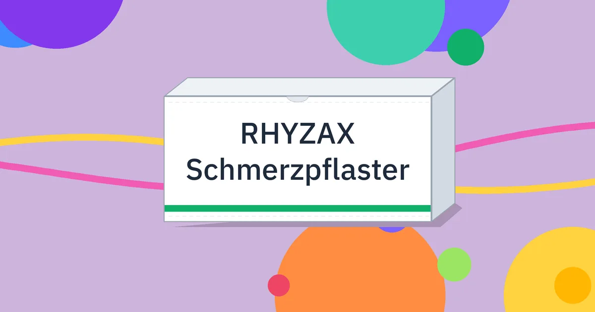 Symbolbild: Packung mit der Aufschrift RHYZAX Schmerzpflaster (PZN 19656476) – Verfügbarkeit und Bezug in Apotheken in Frankfurt am Main