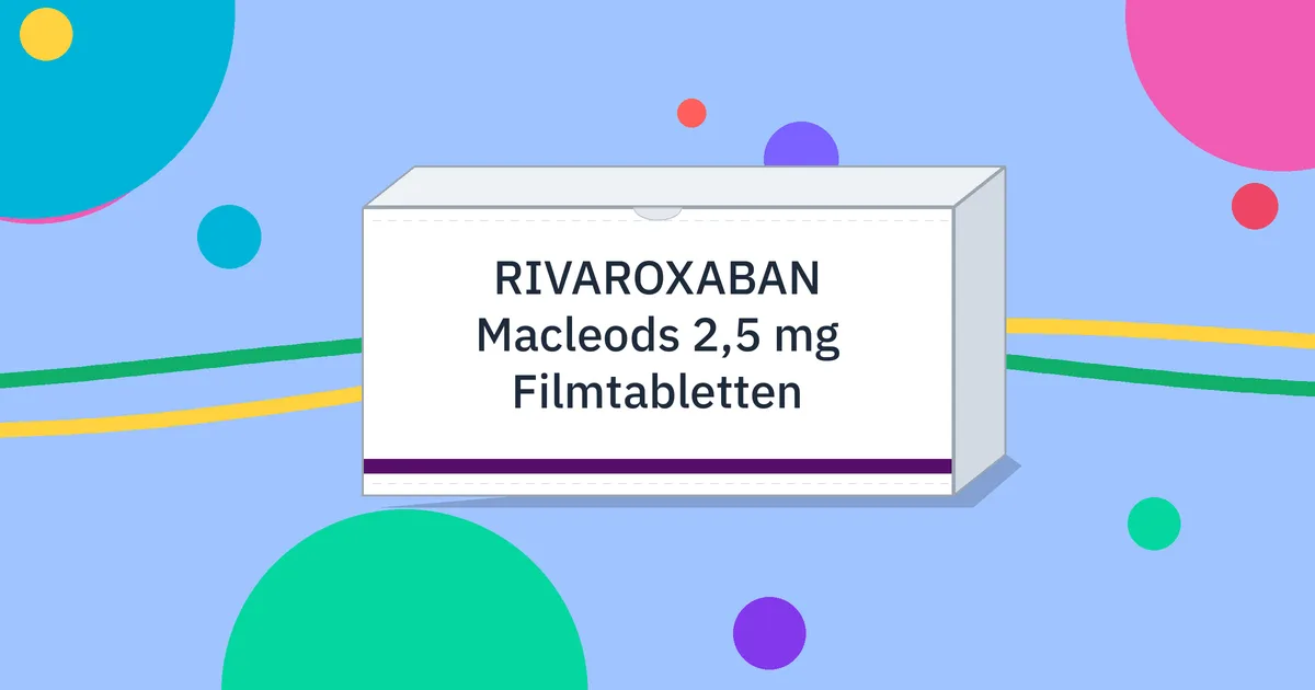 Symbolbild: Packung mit der Aufschrift RIVAROXABAN Macleods 2,5 mg Filmtabletten (PZN 20179484) – Verfügbarkeit und Bezug in Apotheken in Frankfurt am Main