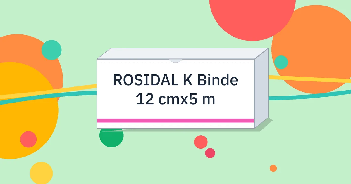 Symbolbild: Packung mit der Aufschrift ROSIDAL K Binde 12 cmx5 m (PZN 18852815) – Verfügbarkeit und Bezug in Apotheken in Frankfurt am Main