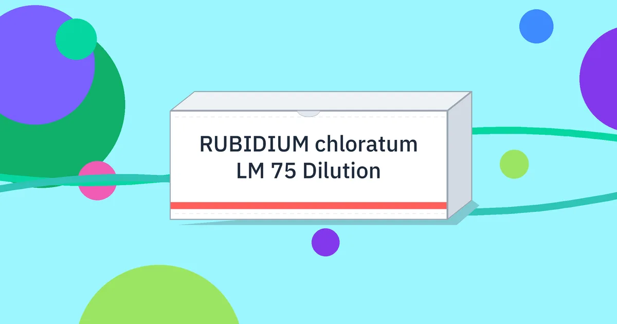 Symbolbild: Packung mit der Aufschrift RUBIDIUM chloratum LM 75 Dilution (PZN 13172116) – Verfügbarkeit und Bezug in Apotheken in Frankfurt am Main