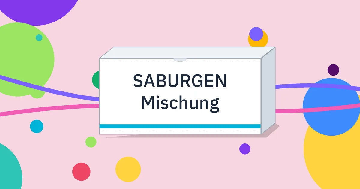 Symbolbild: Packung mit der Aufschrift SABURGEN Mischung (PZN 02750343) – Verfügbarkeit und Bezug in Apotheken in Frankfurt am Main