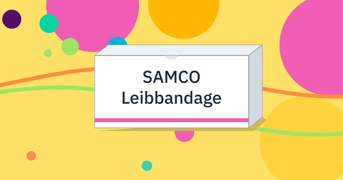 Symbolbild: Packung mit der Aufschrift SAMCO Leibbandage (PZN 09888441) – Verfügbarkeit und Bezug in Apotheken in Frankfurt am Main